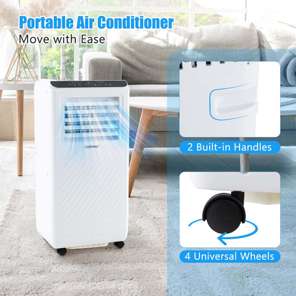 Costway 6500 Btu(10000 Btu Ashrae) Portable Air Conditioner 3 -in-1 Air Cooler Dehumidifier Fan ...